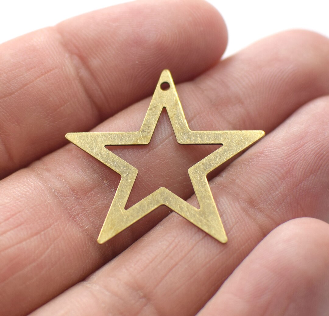 0.5 X 30 Mm , Antique Brass Star Shape Charms - 1 Hole Star - Etsy