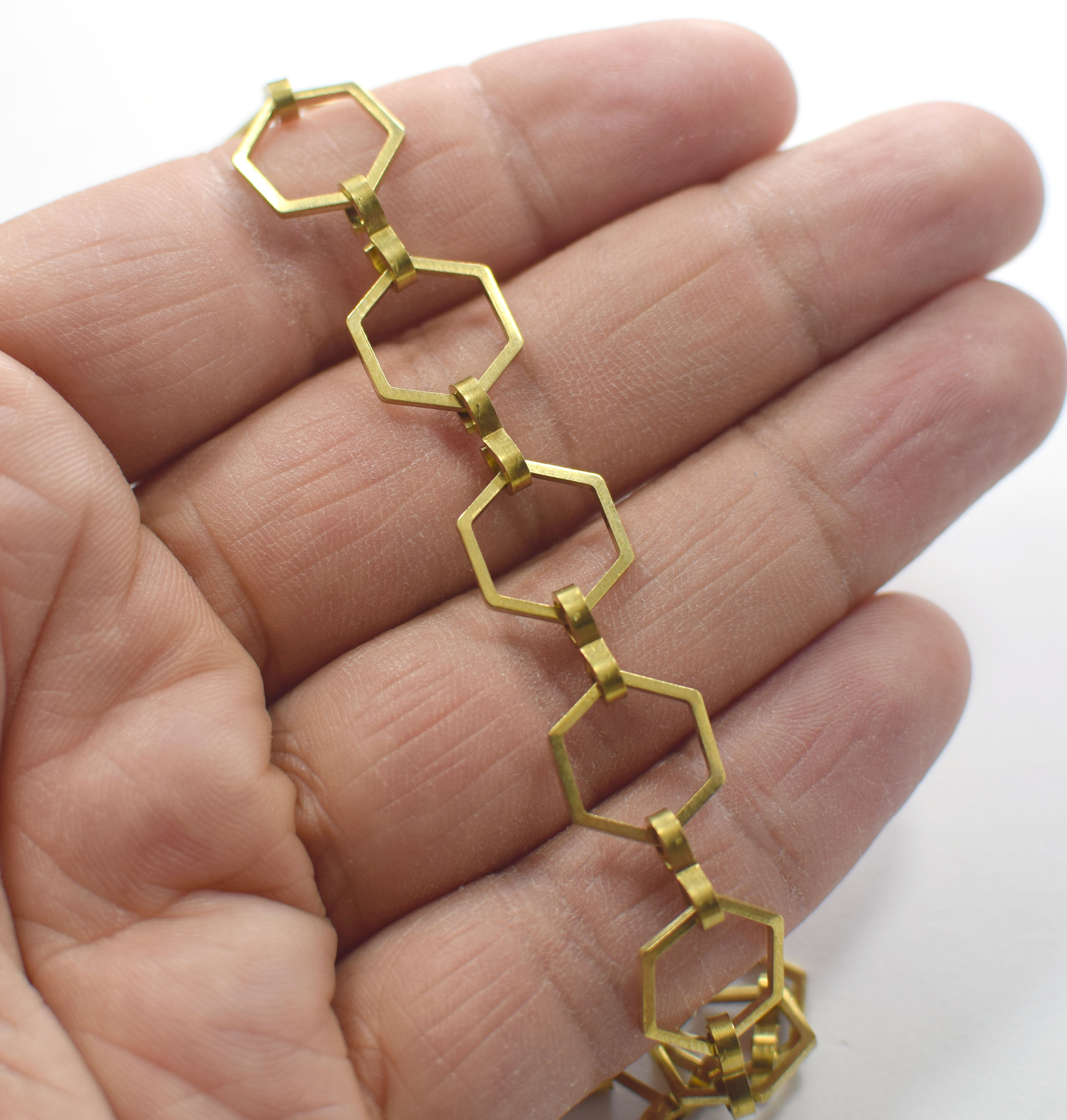 12 Mm Raw Brass Hexagon Necklace Chains NF0341 - Etsy UK