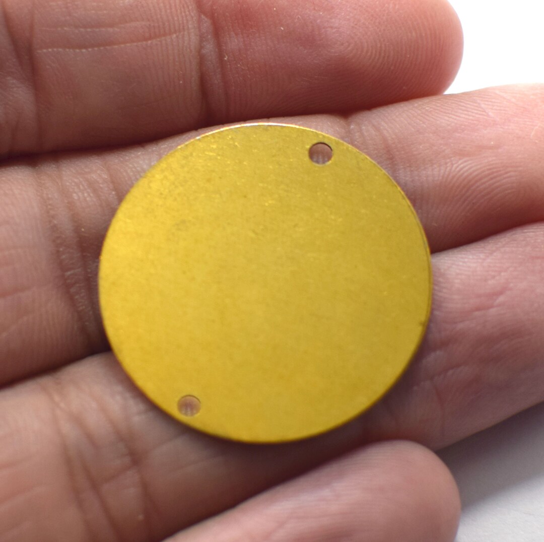 Raw Brass Stamping Disc - Round 2 Hole Findings , 0.5 X 28 Mm - Etsy