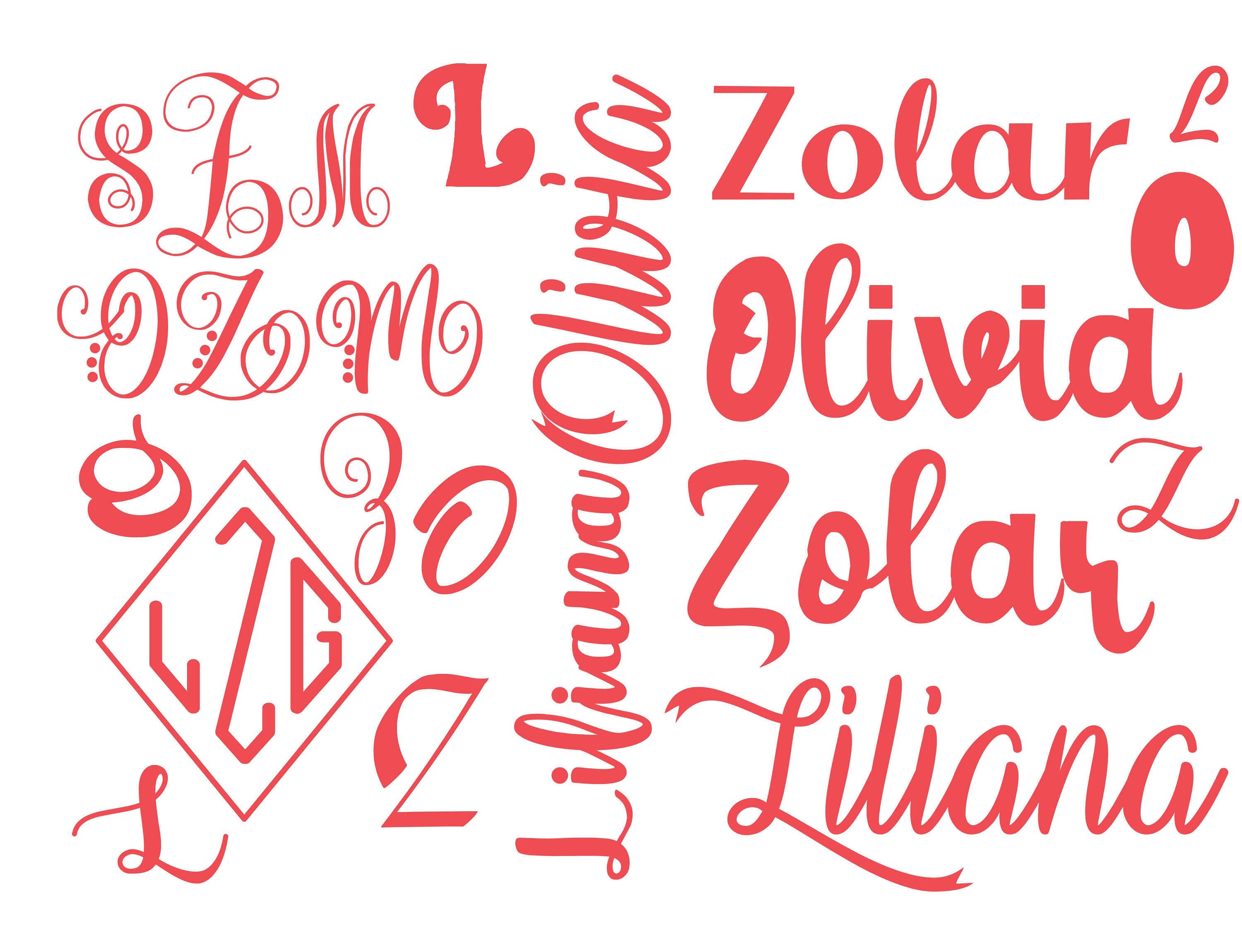 Custom Monogram Decals. Full or Half Page of Custom Names and or ...