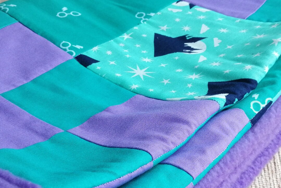 Toddler Quilt - Handmade - Lilac and Teal, Wizard, Fantasy, Magical ...
