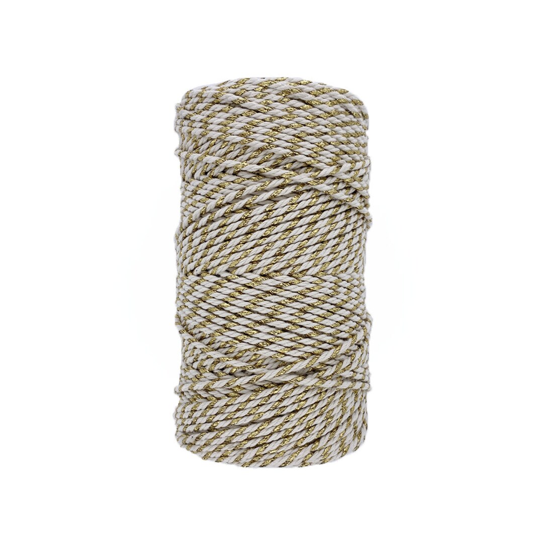 3mm Macrame Cotton Rope Twisted and Combed With Gold Lurex Metallic ...