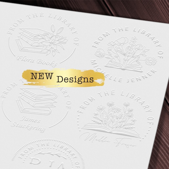 Custom Book Embosser Personalized With Your Name Flowers Out - Etsy