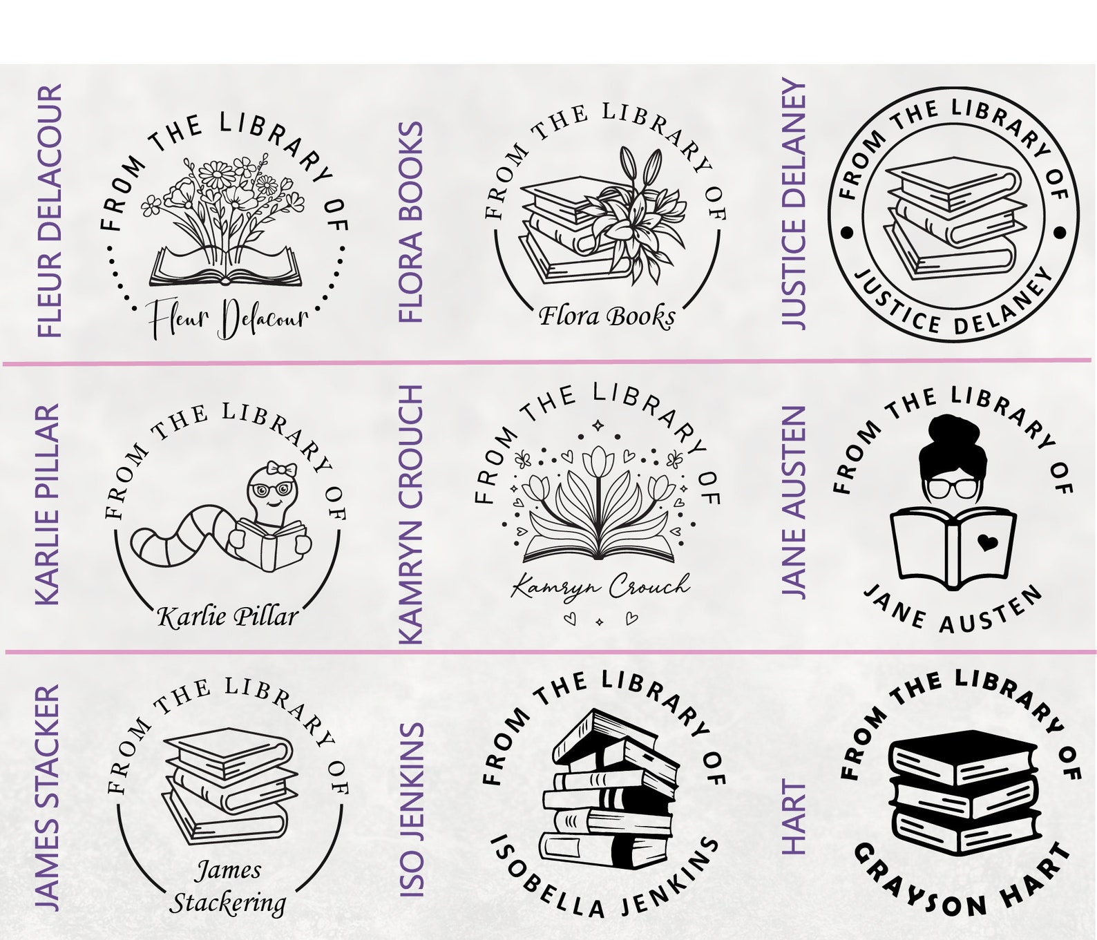 Custom From the Library of Book Stamp Self Ink Stamper or - Etsy