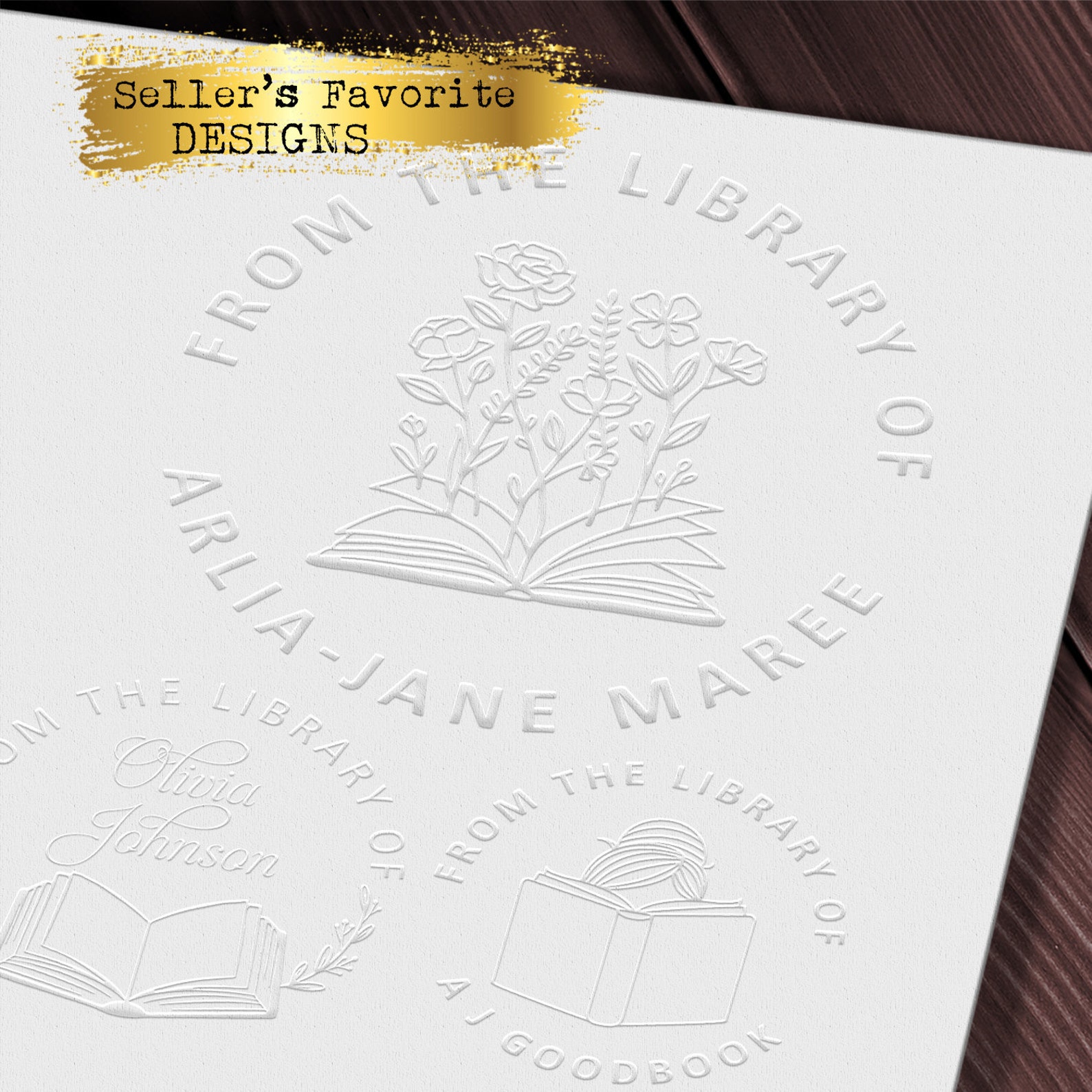 Book Embosser Custom with your name and chosen Design From the | Etsy