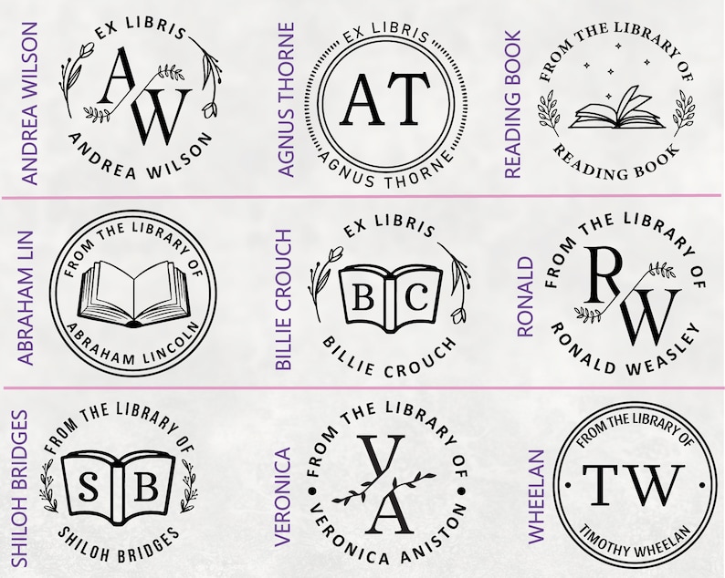 Custom Book Stamp. Self Ink or Wood Handle. Personalized With - Etsy