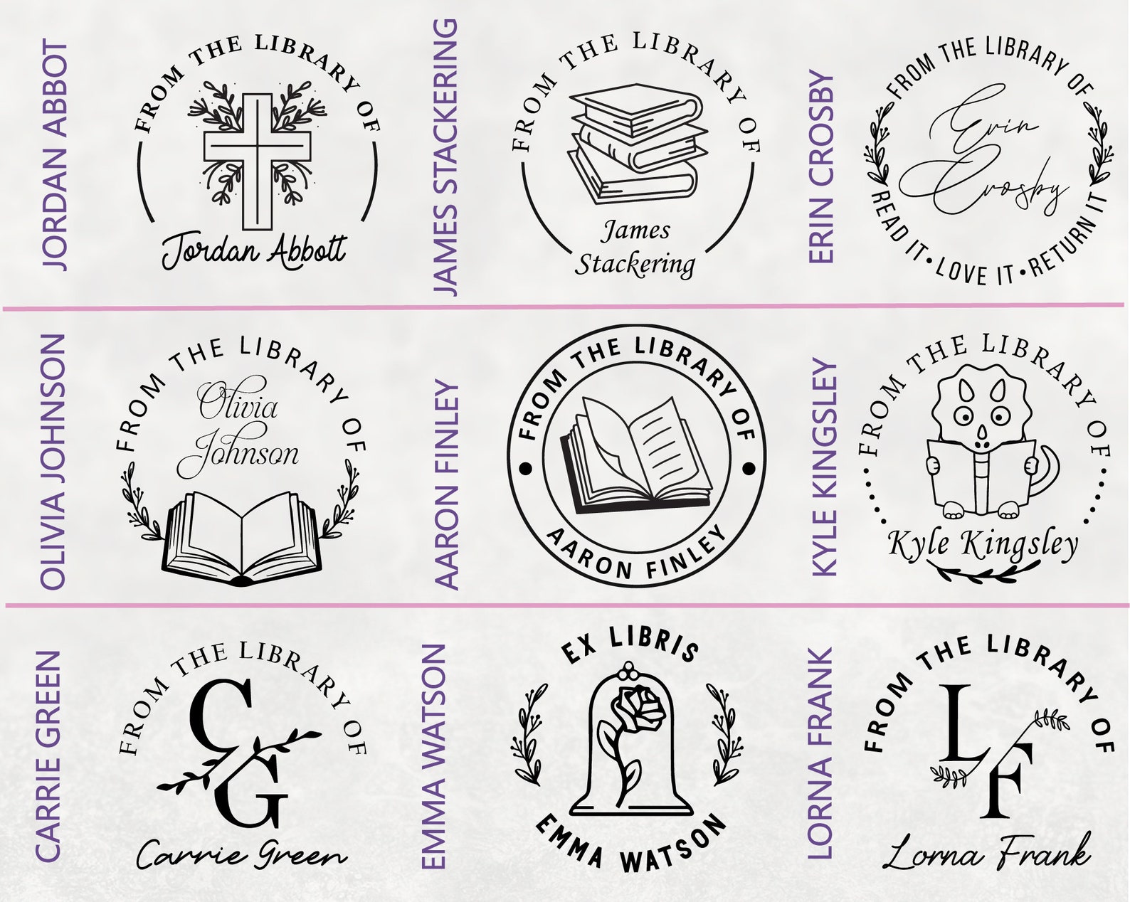 Custom Book Stamps. Flowers Growing Out of Books Personalized From the ...