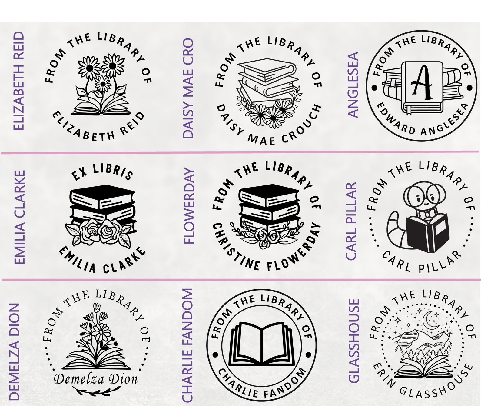 Custom Book Embosser With Personalized Design From the Library Of, Book ...