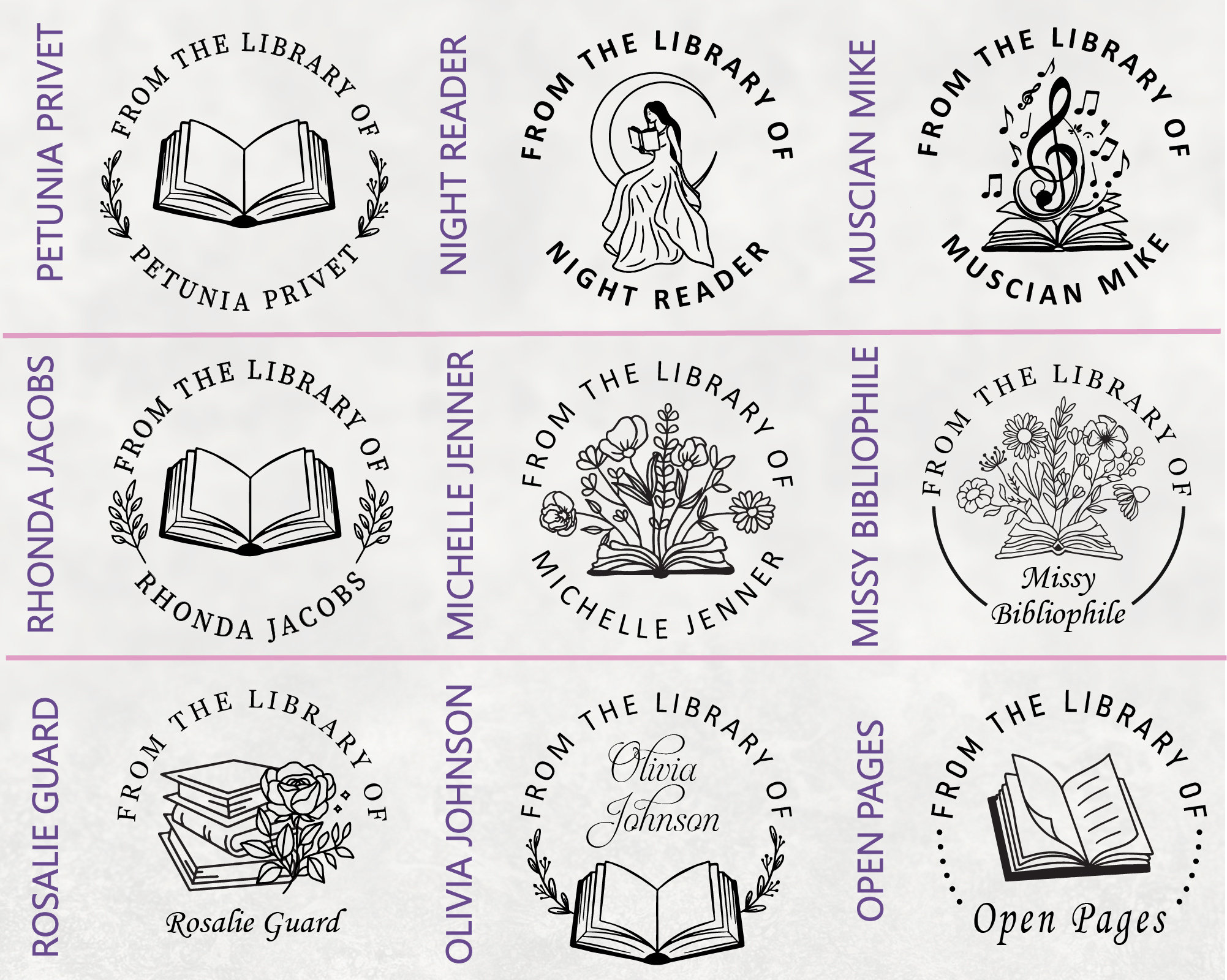 Custom From the Library of Book Stamp Self Ink Stamper or - Etsy