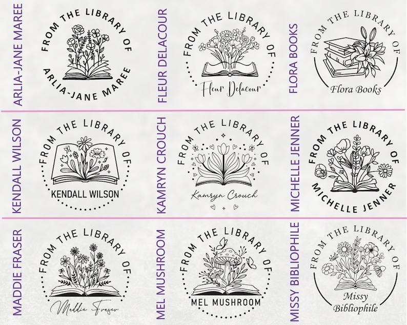 Skeleton Flowers Books Sunflowers Custom Book Embosser - Etsy