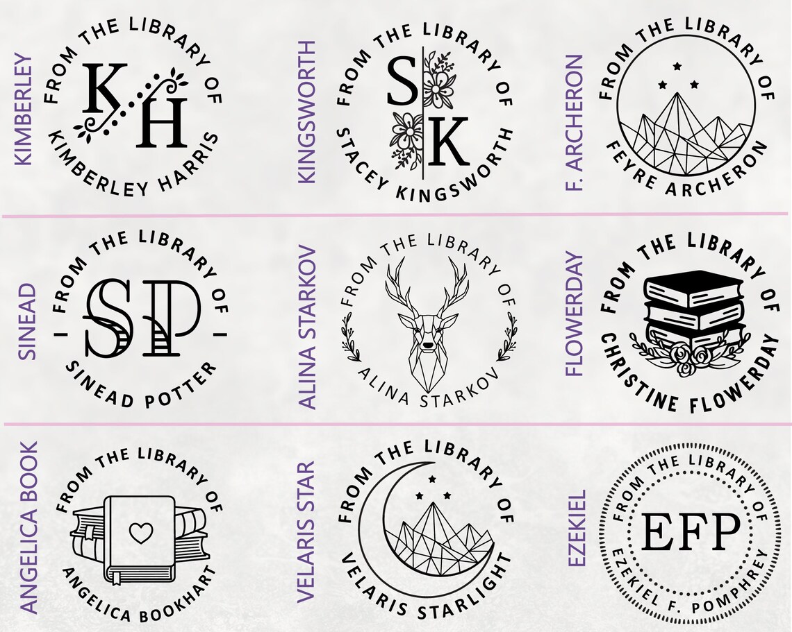 Custom Book Stamp. Self Ink or Wood Handle. Personalized With - Etsy