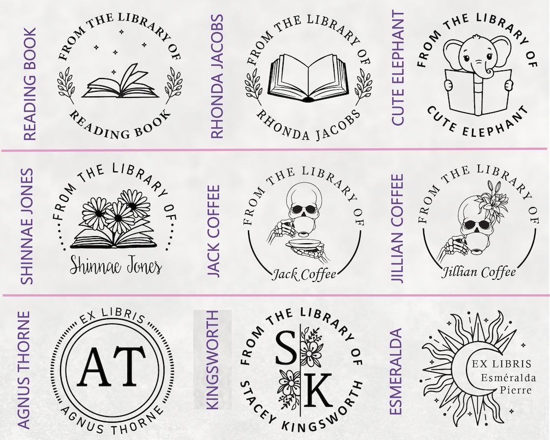 Skeleton, Flowers, Books, Sunflowers Custom Book Embosser Personalized ...