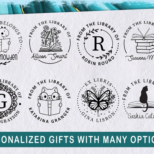 Book Stamp With Initials Monogram Font Custom Made From the - Etsy