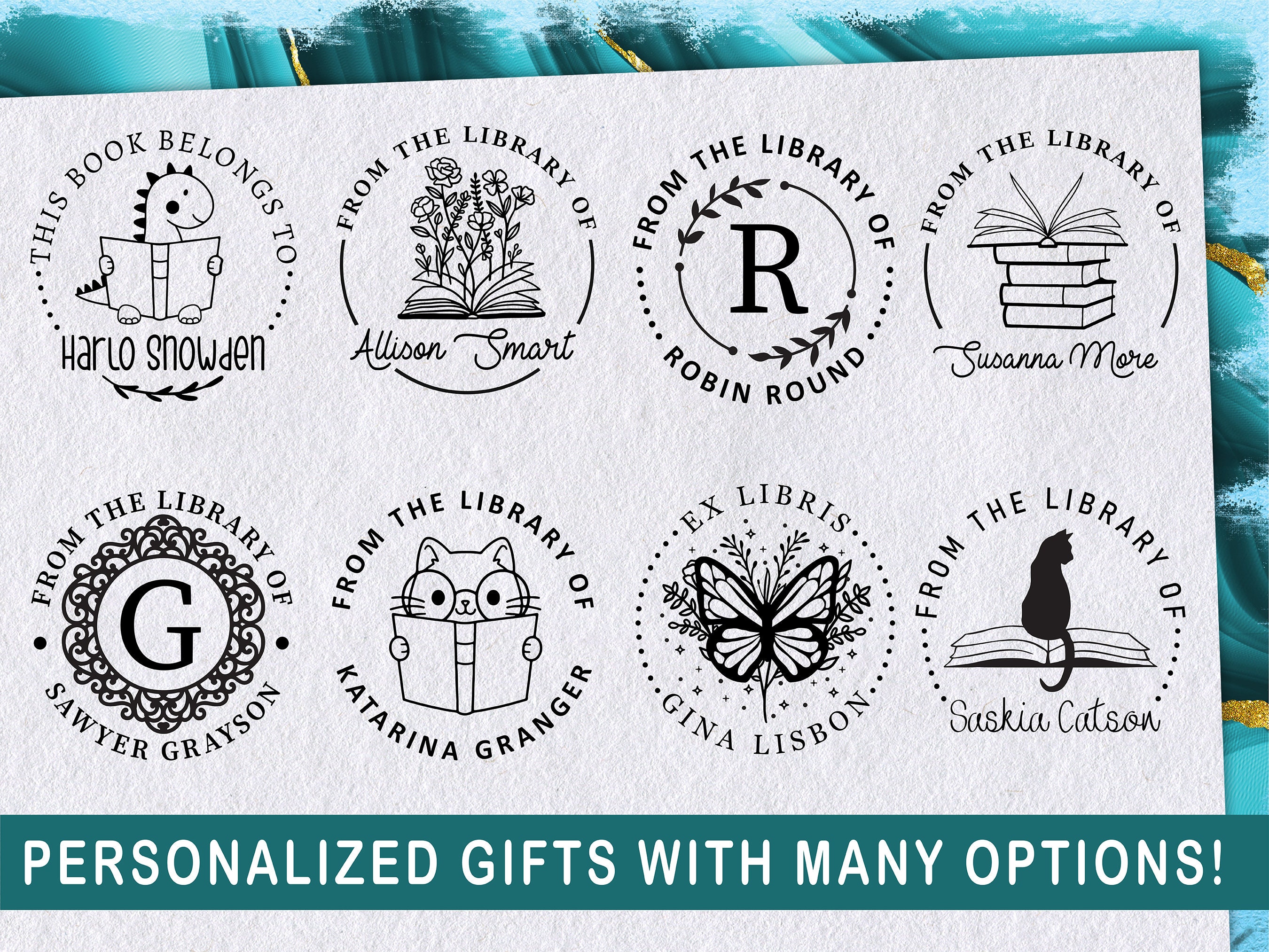 Book Stamp With Initials Monogram Font Custom Made From the Library of ...