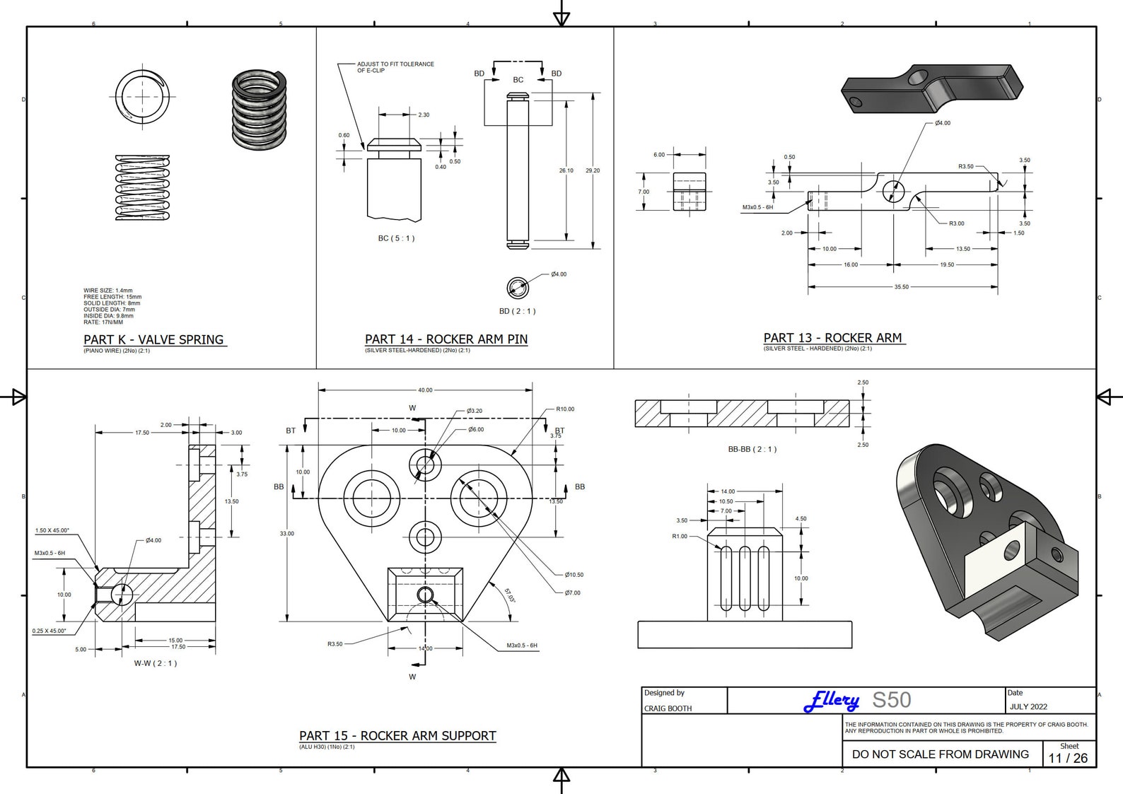 Single Cylinder Gas Petrol Model Engine Plans for 50cc Four Stroke ...