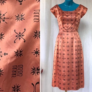 XS 50s Atomic Print Liquid Satin Dress W25” - Etsy
