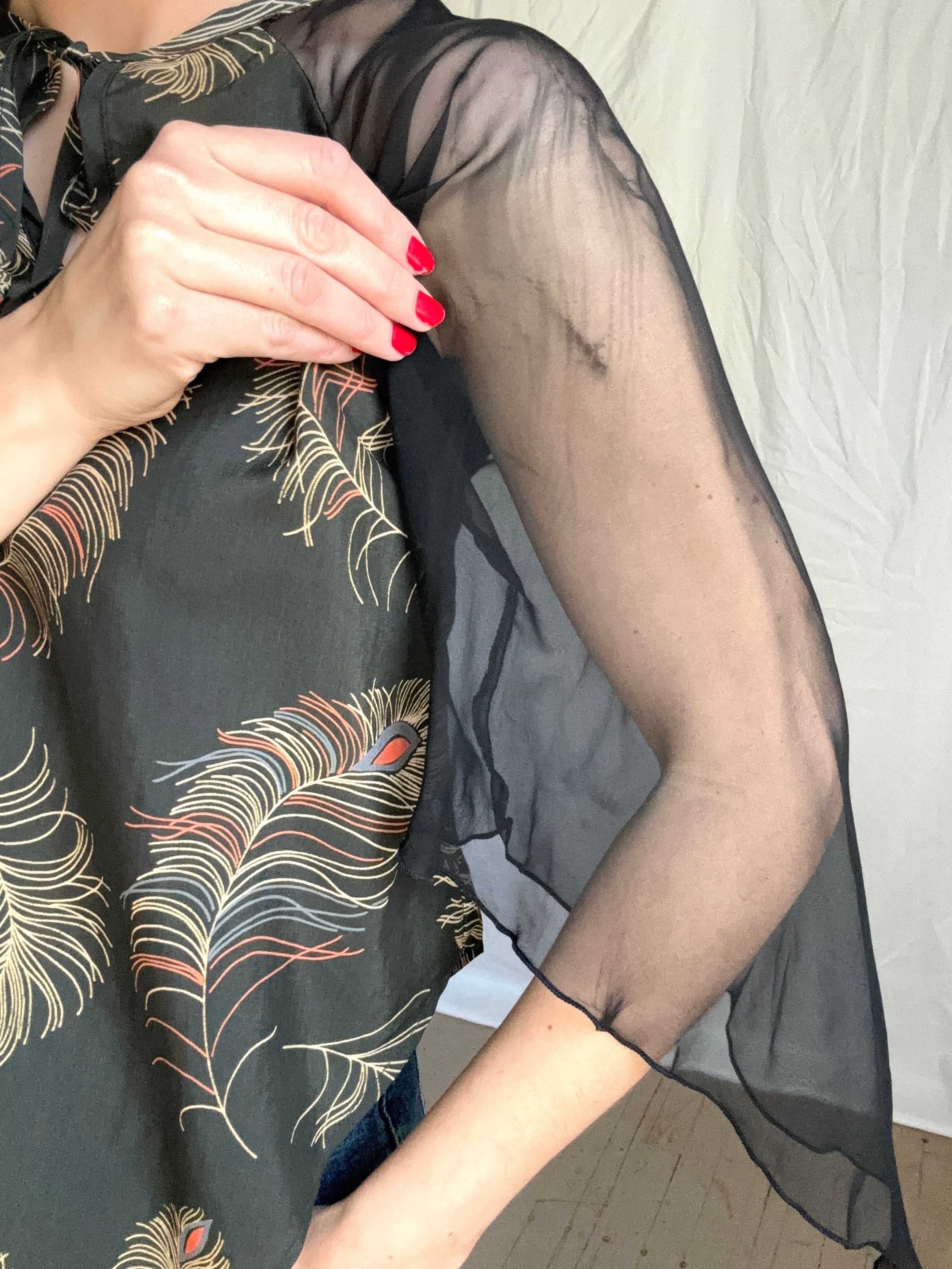 M 70s Sheer Angel Sleeve Top Feathers Goth Hippie Boho - Etsy