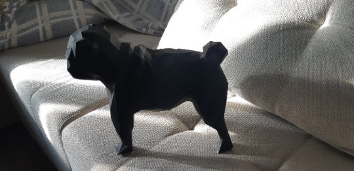 Pug Dog Papercraft Kit DIY PDF Template 3D Model Cute Pug - Etsy