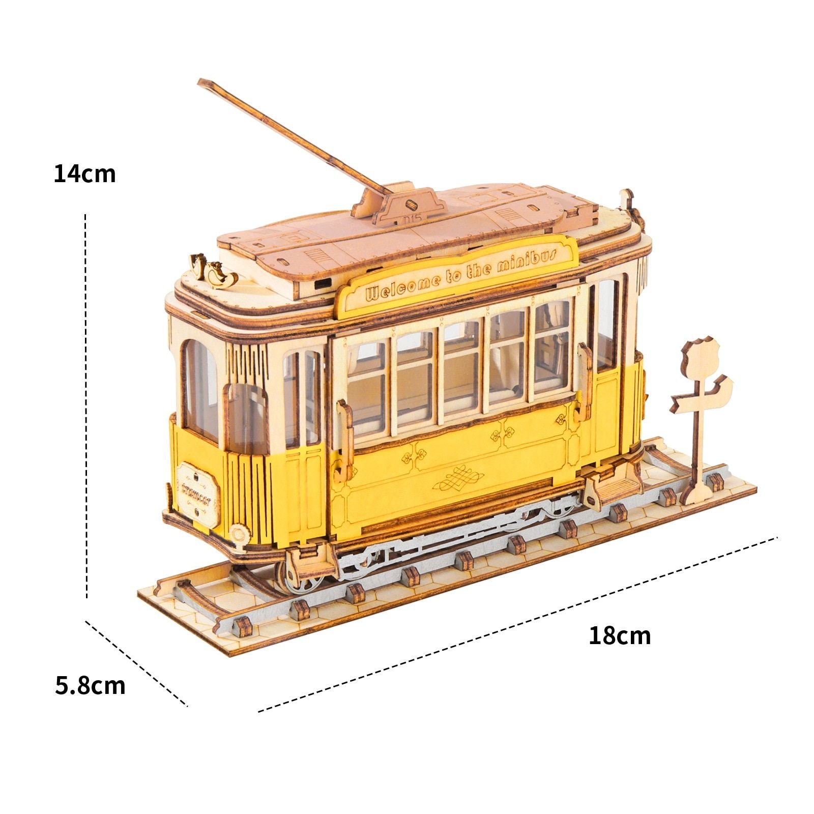 Transportation Wooden DIY Model Building Kits Vintage Coach Car Tramcar ...