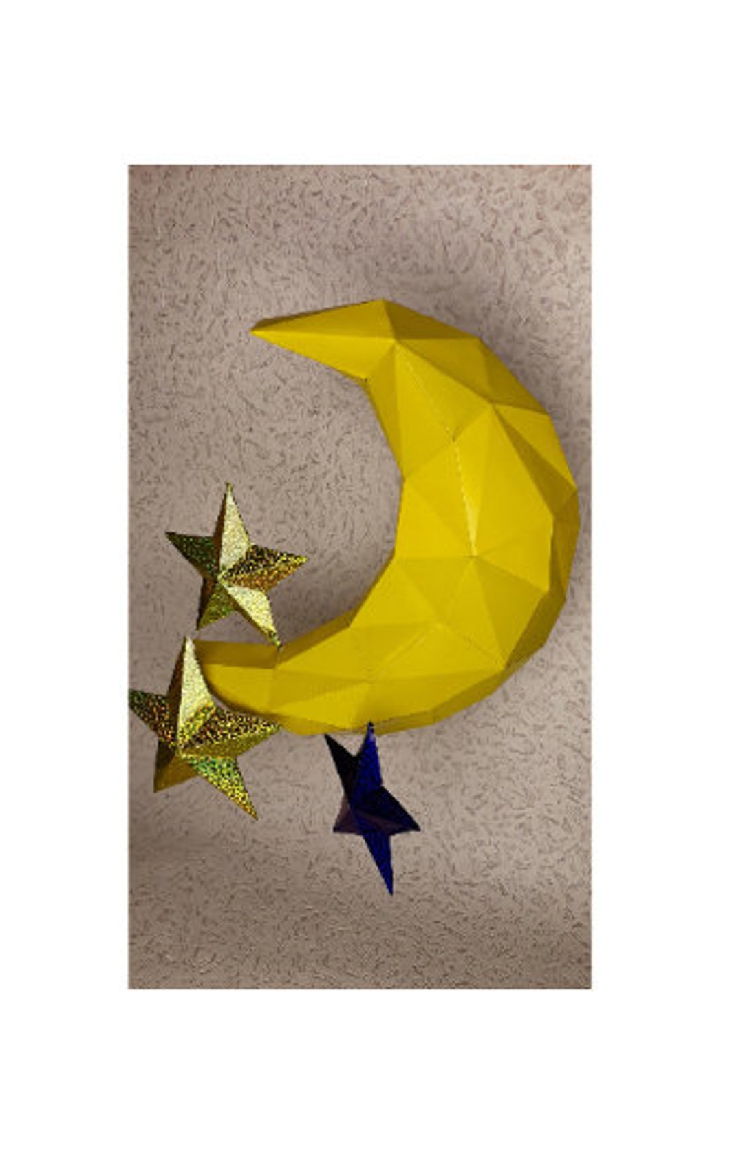 Lua e estrelas Papercraft Craft Kit DIY PDF modelo modelo 3D papel lua ...