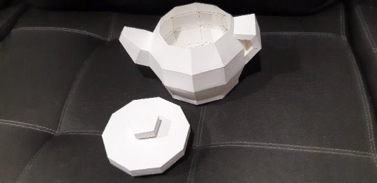 Tea Pot Papercraft Kettle Craft Kit DIY PDF Template 3D Model Paper ...