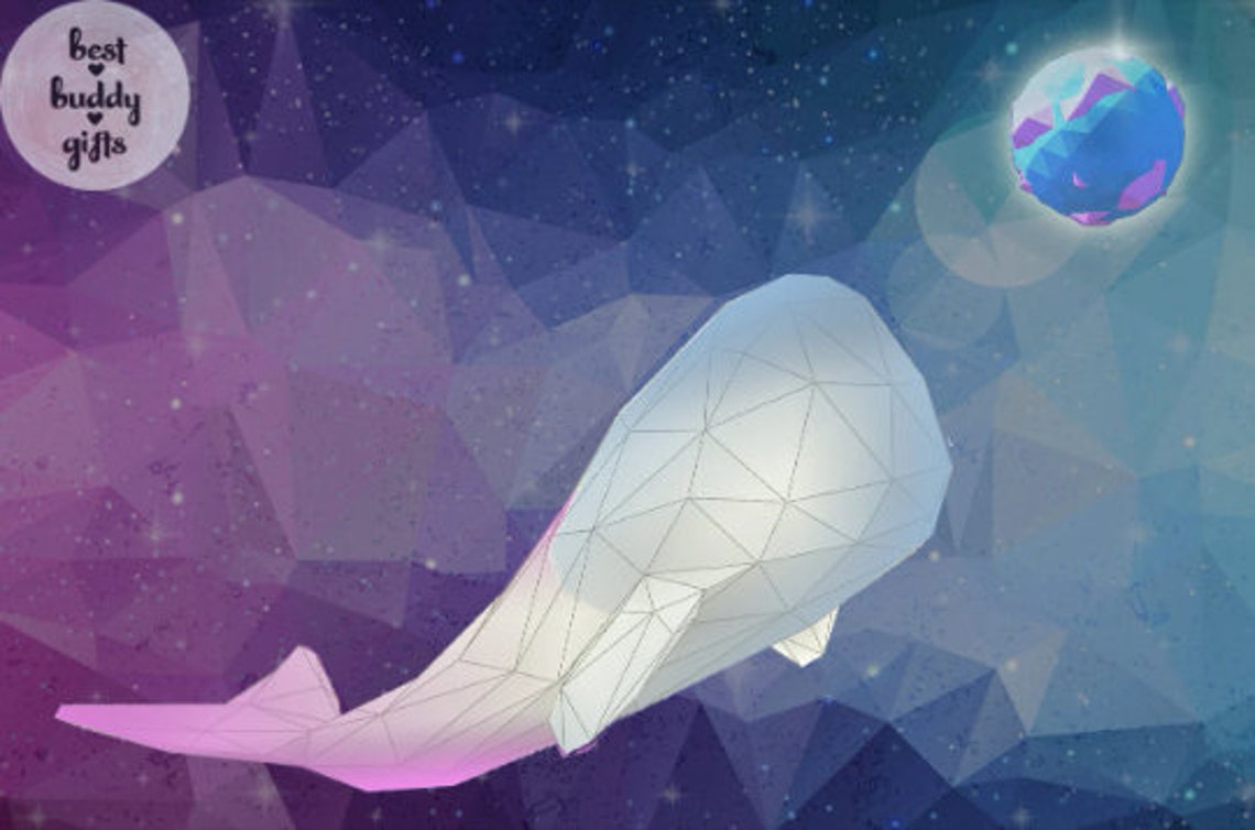 Whale 3D Model Papercraft DIY PDF Template Origami Animal - Etsy