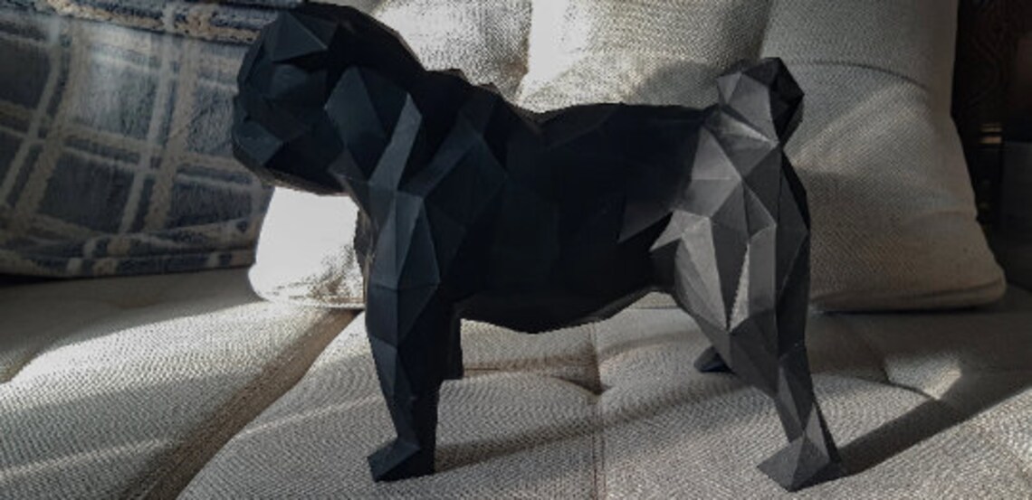 Pug Dog Papercraft Kit DIY PDF Template 3D Model Cute Pug - Etsy