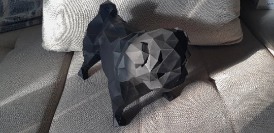 Pug Dog Papercraft Kit DIY PDF Template 3D Model Cute Pug Animal Paper ...