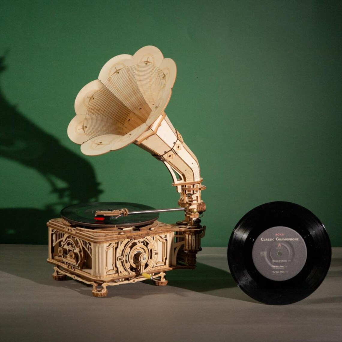 Classic Gramophone Wooden Model Building 424pcs DIY Hand Crank - Etsy