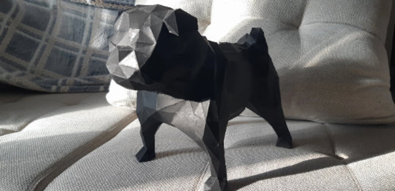 Pug Dog Papercraft Kit DIY PDF Template 3D Model Cute Pug Animal Paper ...