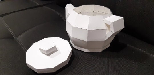 Tea Pot Papercraft Kettle Craft Kit DIY PDF Template 3D Model Paper ...