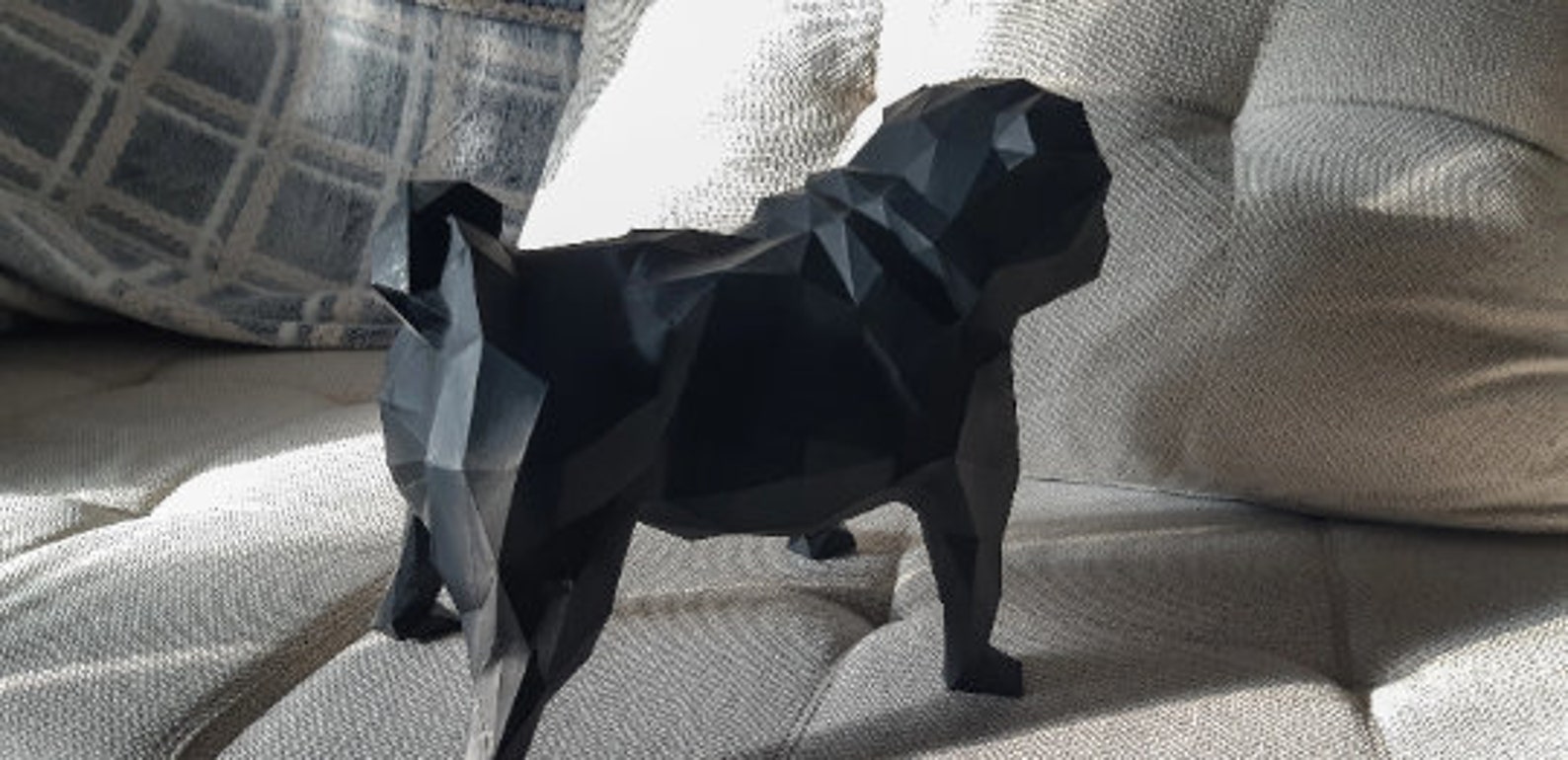 Pug Dog Papercraft Kit DIY PDF Template 3D Model Cute Pug Animal Paper ...