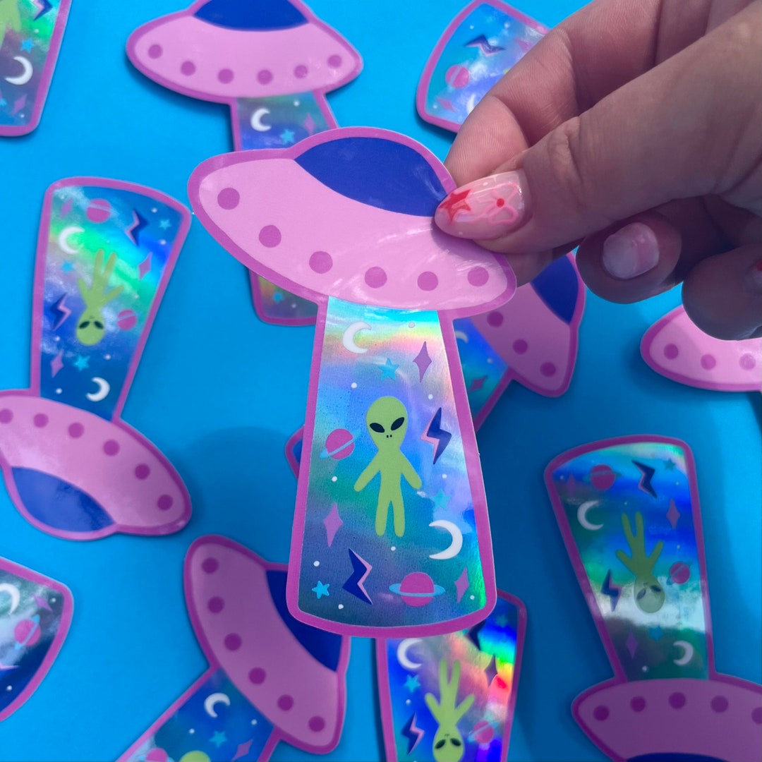 UFO Holographic Vinyl Sticker - Etsy