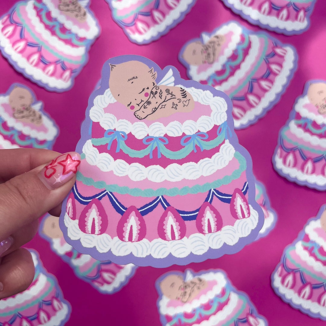 Kewpie Cake Matte Vinyl Sticker - Etsy