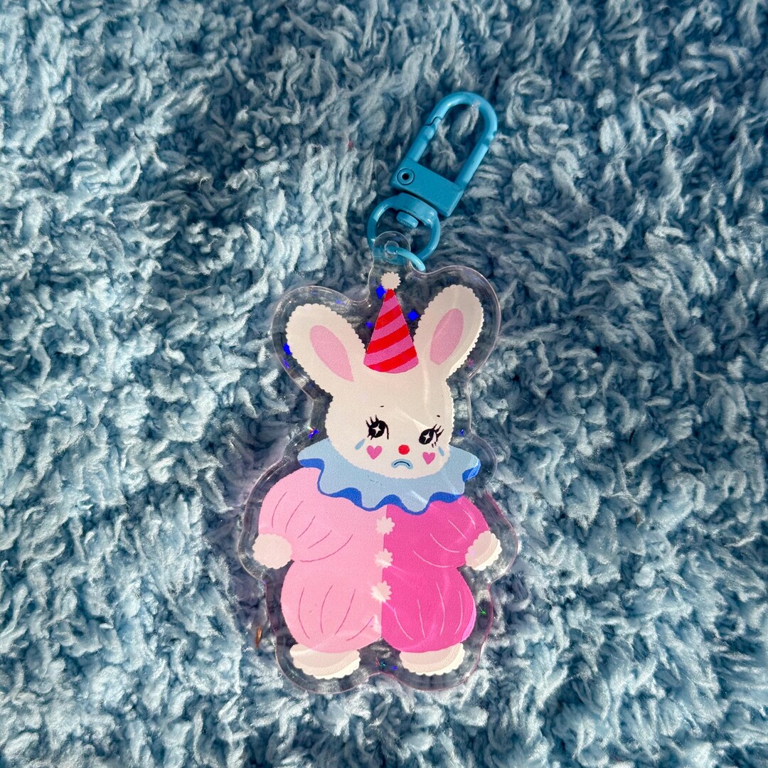 Clown Bunny Holographic Acrylic Keyring - Etsy