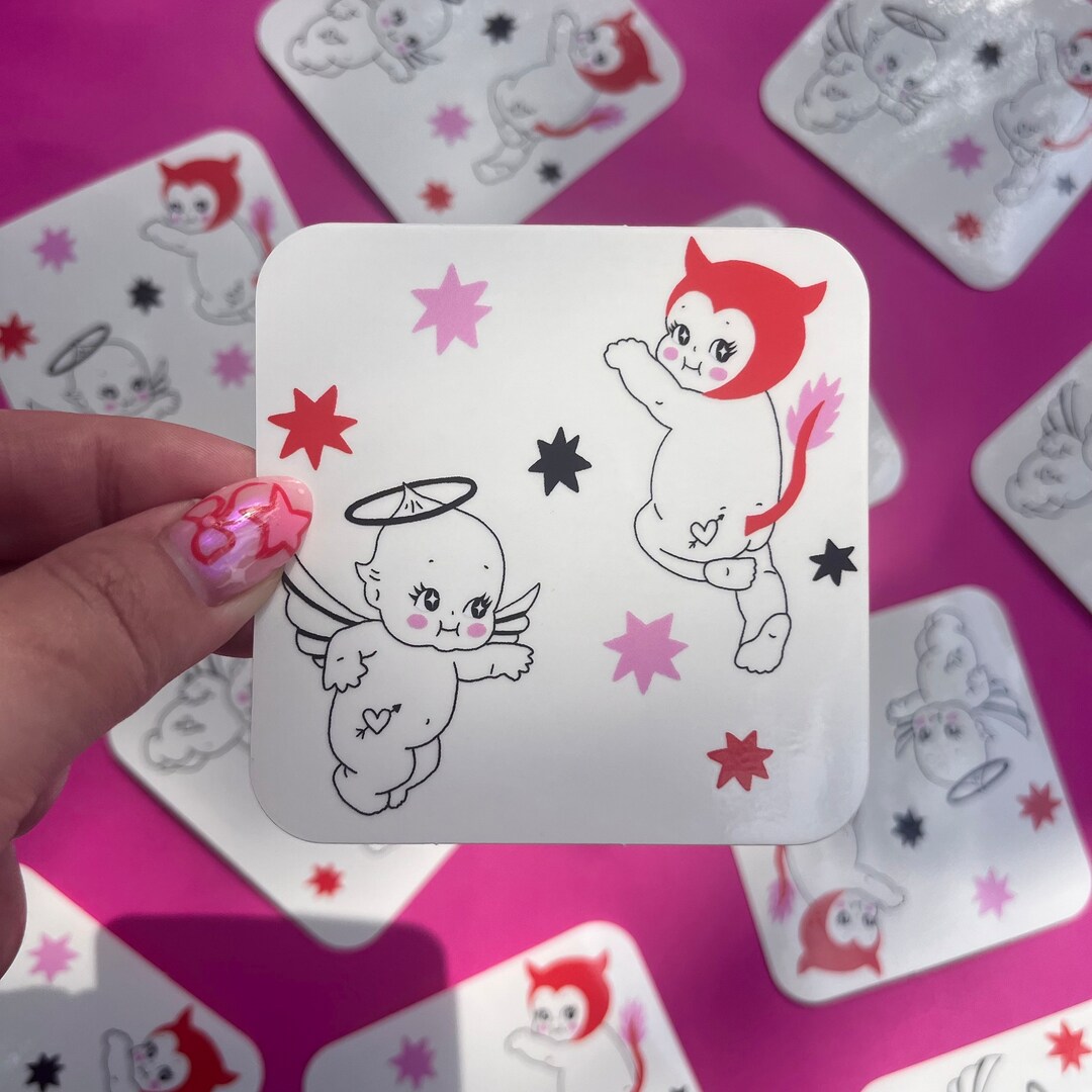 Angel / Devil Kewpie Clear Vinyl Sticker - Etsy