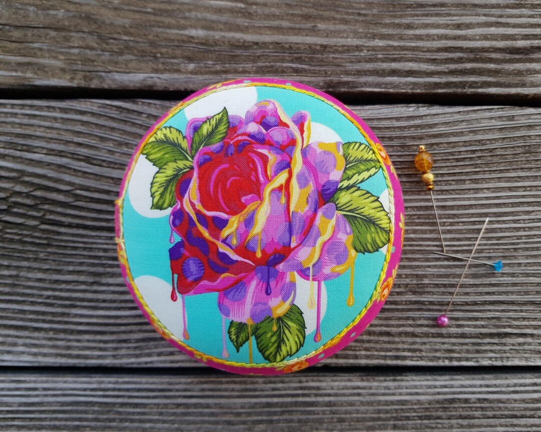 Large, Handmade Pincushion for Quilters With 3 Decorative Pins - Tula Pink, Great Gift for ...