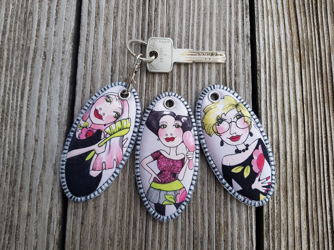 Various Women's Key Rings Made of Fabric With Hooks and Key Ring Approx ...