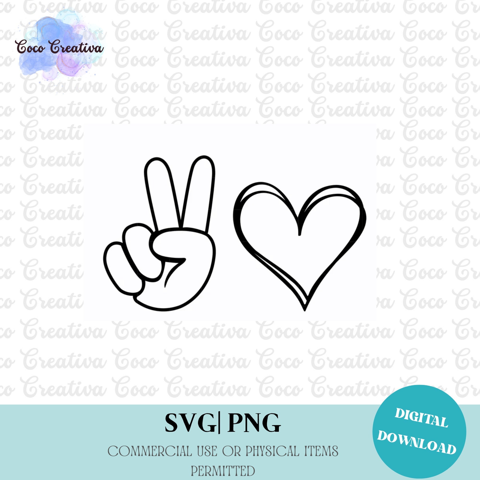 Peace Sign Love SVG PNG Digital Download File for Cricut, Silhouette ...