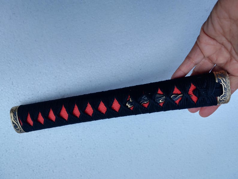 26cm Length Synthetic Silk Ito Red Rayskin Tsuka for Japanese Samurai ...