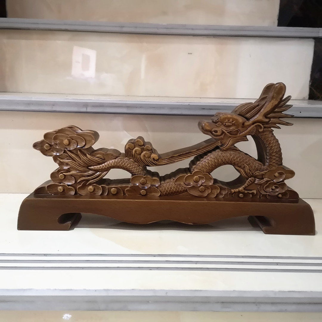 Hand Carved Samurai Sword Rack Sword Stand Weapon Stand Dragon Pattern ...