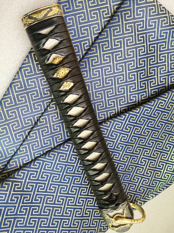 26cm Length Synthetic Silk Ito White Rayskin Tsuka for Japanese Samurai ...