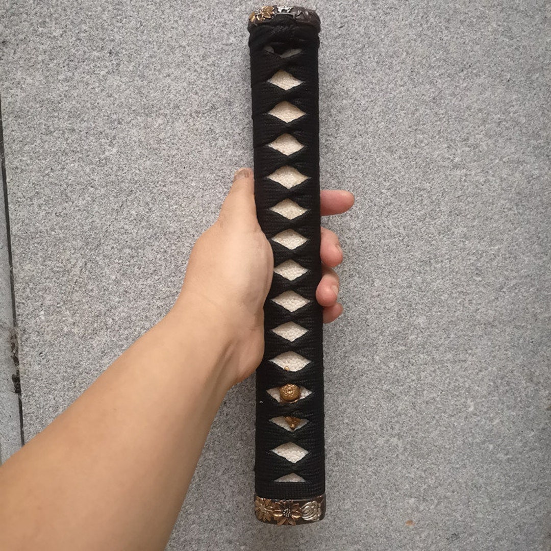 White Real Rayskin Black Cotton Cord Handle Tsuka High Grade Brass ...