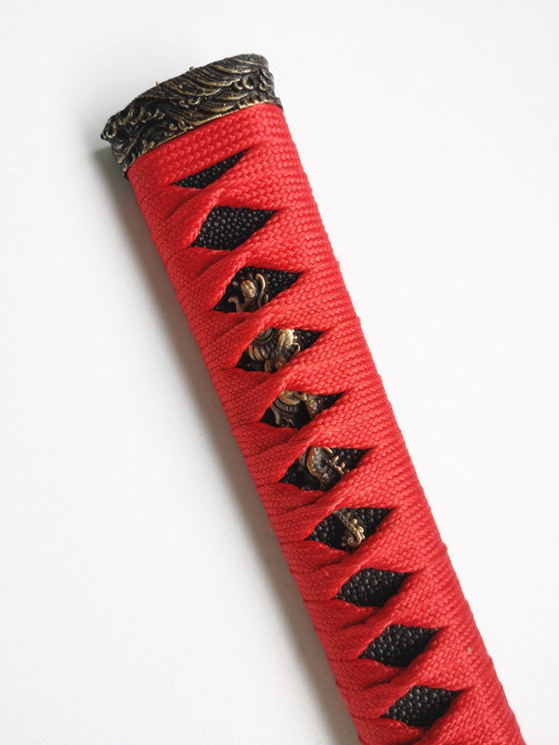 Japanese Katana Sword Red Handle Fully Tsuka 26CM Samurai Handle - Etsy