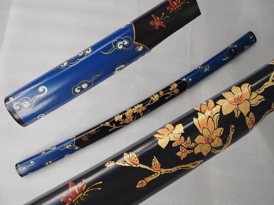 30 Inch All Hand-painted Flowers Saya Sheath for Japanese Samurai ...