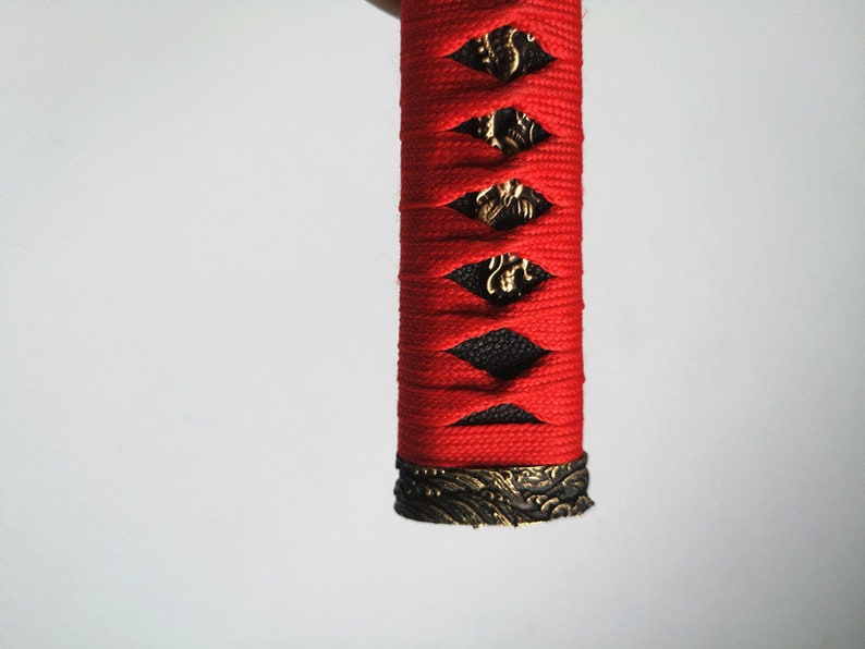 Japanese Katana Sword Red Handle Fully Tsuka 26CM Samurai - Etsy