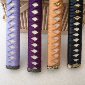 26cm Length Synthetic Silk Ito White Rayskin Tsuka for Japanese Samurai ...