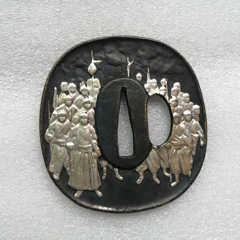 Protector de mano Tsuba de latón plateado Kashira Fuchi Menuki - Etsy ...