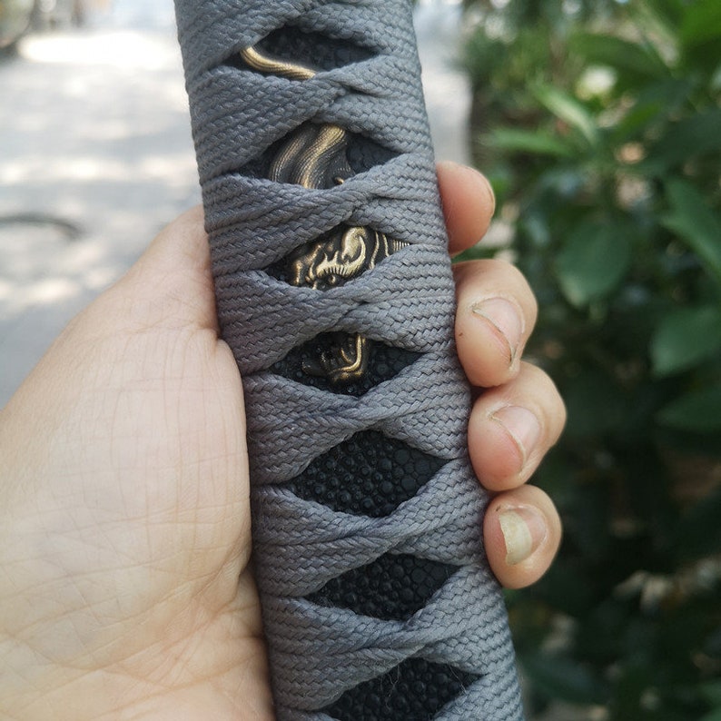 26cm Length Synthetic Silk Ito Red Rayskin Tsuka for Japanese Samurai ...