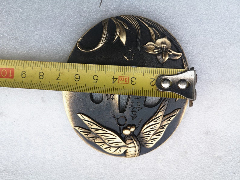 Handmade Japanese Tsuba Dragonfly Pattern, Japanese Sword Part, Also ...